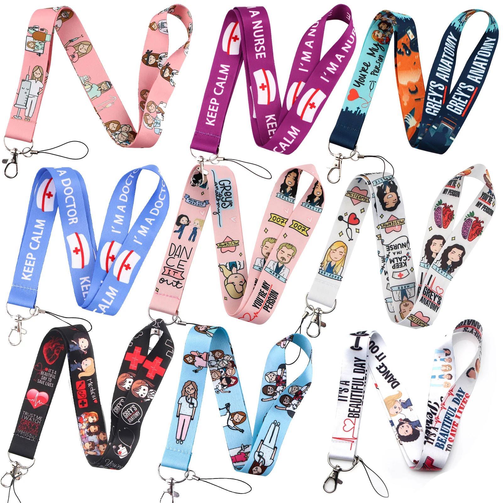 Grey-Anatomy-Lanyard-for-Key-Medical-Neck-Strap-Card-ID-Badge-Holder ...