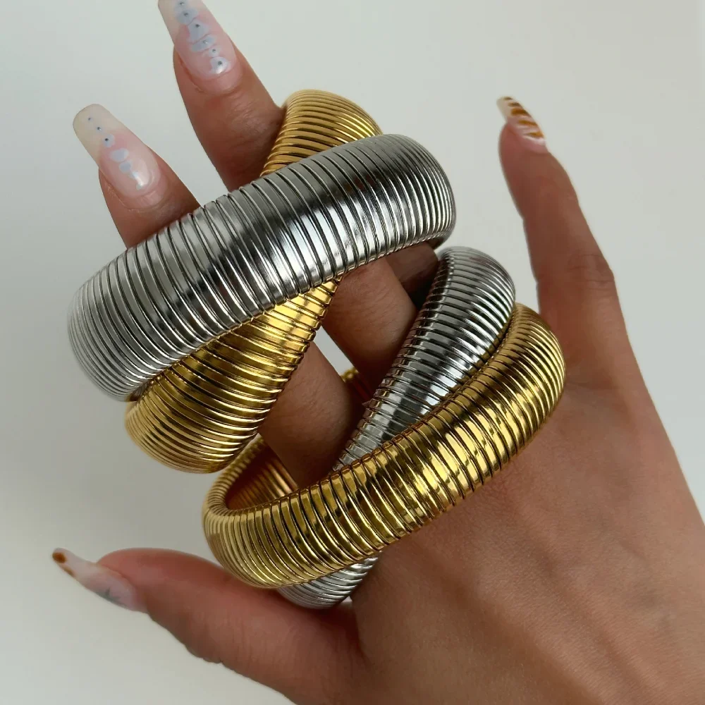 18k-Real-Gold-Plated-Titanium-Steel-Vintage-Double-Layer-Stretch-Gypsy ...