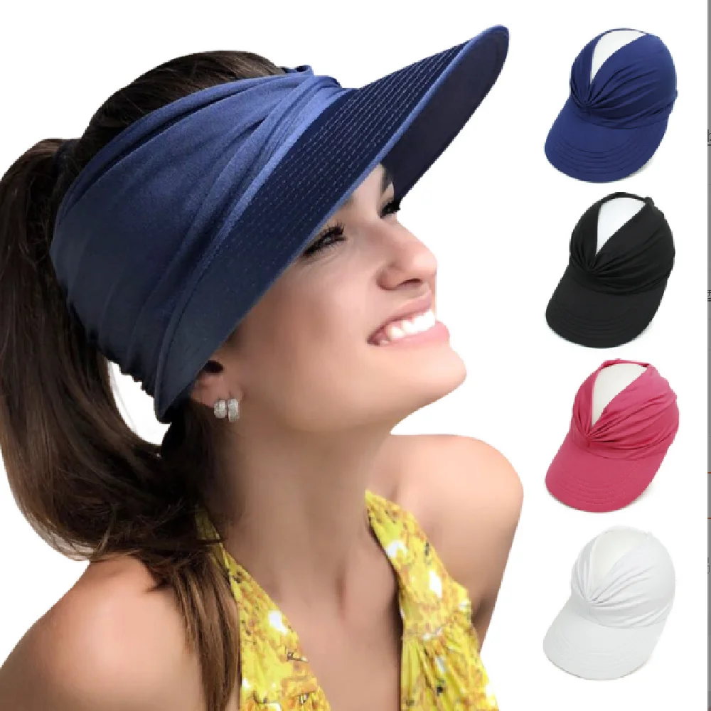 Summer Women Beach Sun Hat Big Heads Top Empty Outdoor Sport Baseball Cap Wide-brimmed Outdoor ...