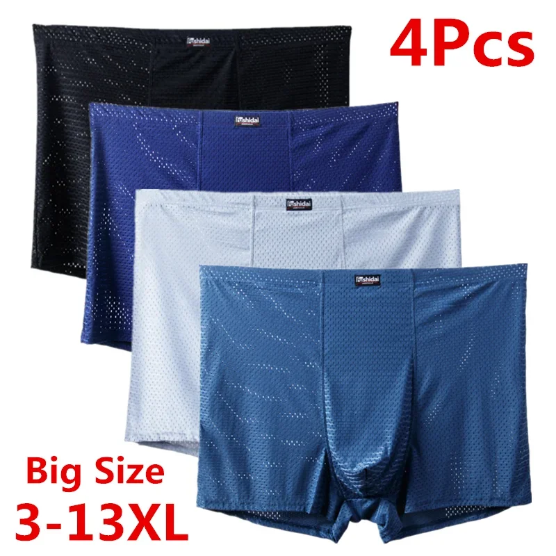 13XL-12XL-11XL-10XL-9XL-4PCS-Men-Underwear-Boxer-Shorts-Mesh-Hole-Sexy ...