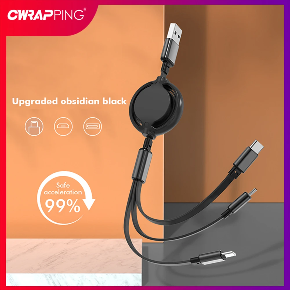 1PC-Black-3-In-1-Retractable-Data-USB-Cable-Charger-Fast-Wire-Charging ...