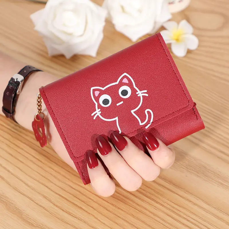 New-Women-s-Wallet-Cute-Cat-Short-Wallet-Leather-Small-Wallet-Girl ...