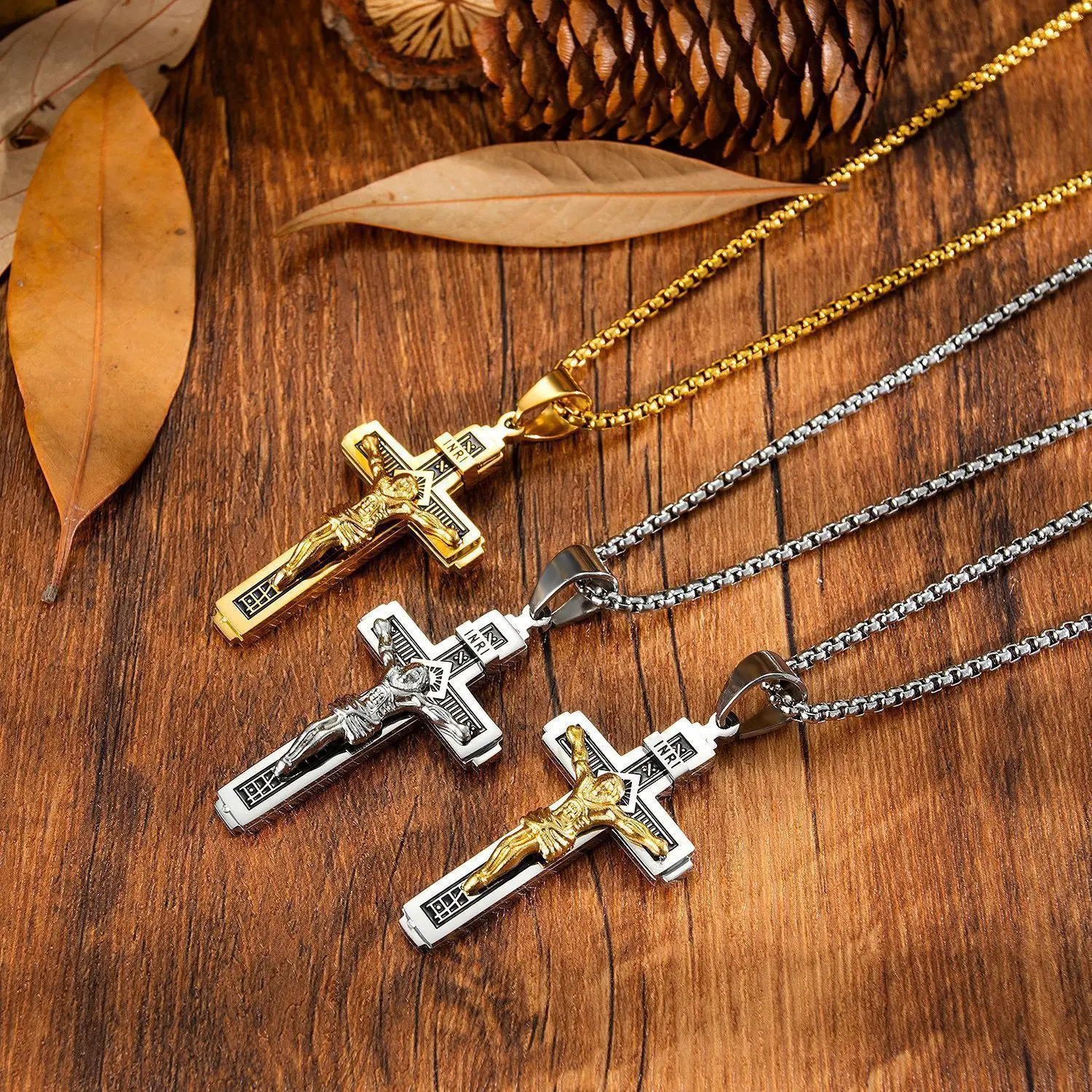 Mens-Jewellery-Vintage-Fashion-Cross-Pendant-Jesus-Necklace-Men ...