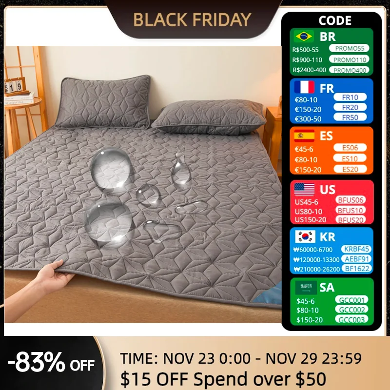 Waterproof-Mattress-Topper-with-Elastic-Band-Quilted-Protector-Pad ...