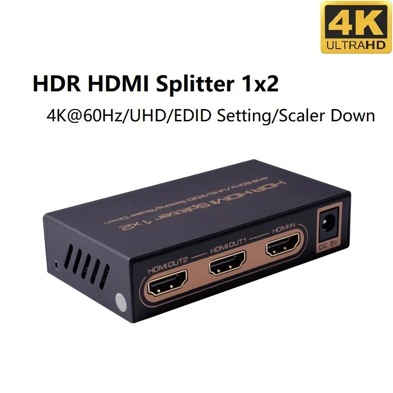 HDMI-Splitter-4K-60Hz-UHD-HDR-Scaler-Down-1x2-HDMI-compatible-Splitter ...