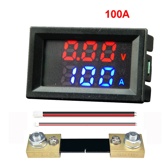 DC 6-120V 50A 100A Voltmeter Ammeter LED Amp voltmeter Digital Volt ...