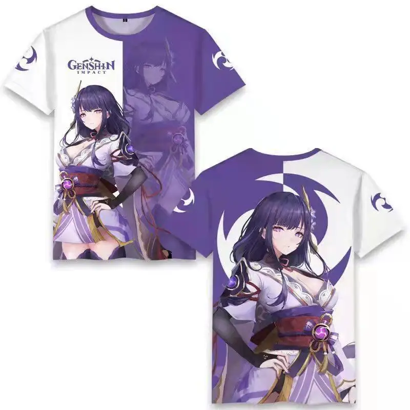 Hot selling Genshin Impact Raiden Shogun printed T-shirts 3D Men Women ...