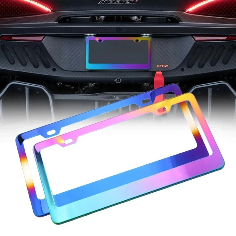 Stainless-Steel-Vehicle-License-Plate-Holder-Colorful-Roasting-Blue-Car ...