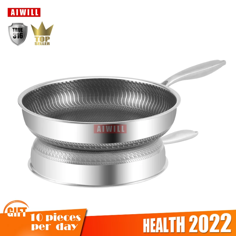 Aiwill New Kitchen High Quality 316 /304 Stainless Steel Frying Pan ...