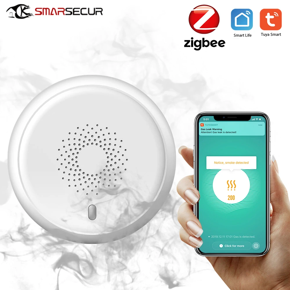 Tuya Zigbee Smoke Detector fire alarm Smoke Sensor Highly Sensitive ...
