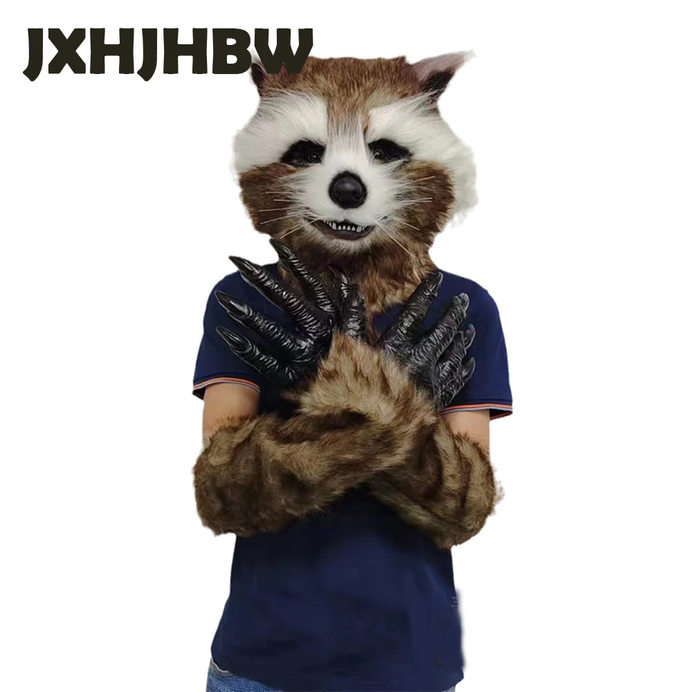 JXHJHBW Halloween Bear Mask Latex Headgear Rocket Raccoon Headgear ...