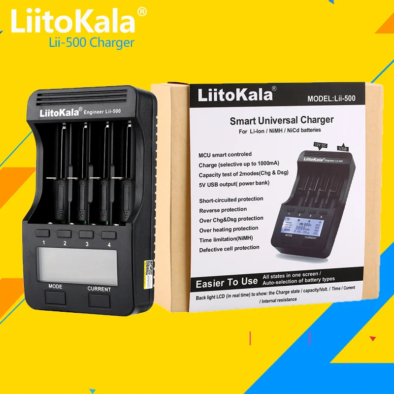 1-5PCS LiitoKala Lii-500 Smart Battery Charger LCD Display for 18650 26650 16340 18350 3.7V 1.2V ...