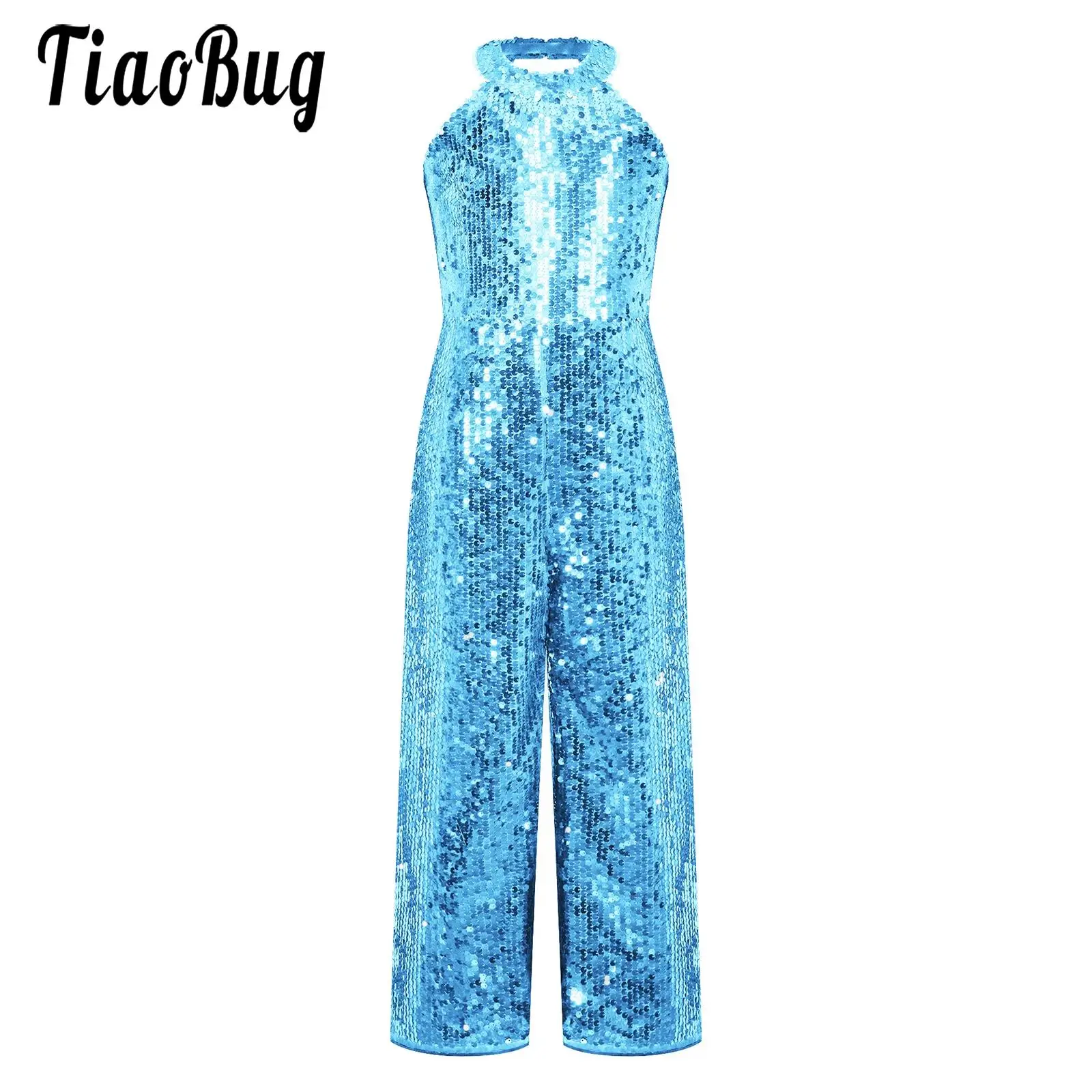 Kids-Girls-Sparkly-Full-Sequin-Long-Jumpsuit-Romper-Sleeveless-Party ...