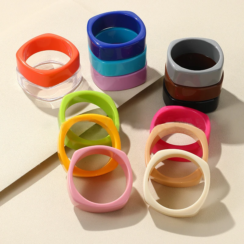 Vintage-Square-Acrylic-Resin-Bangle-Bracelet-for-Women-Girls-Retro ...