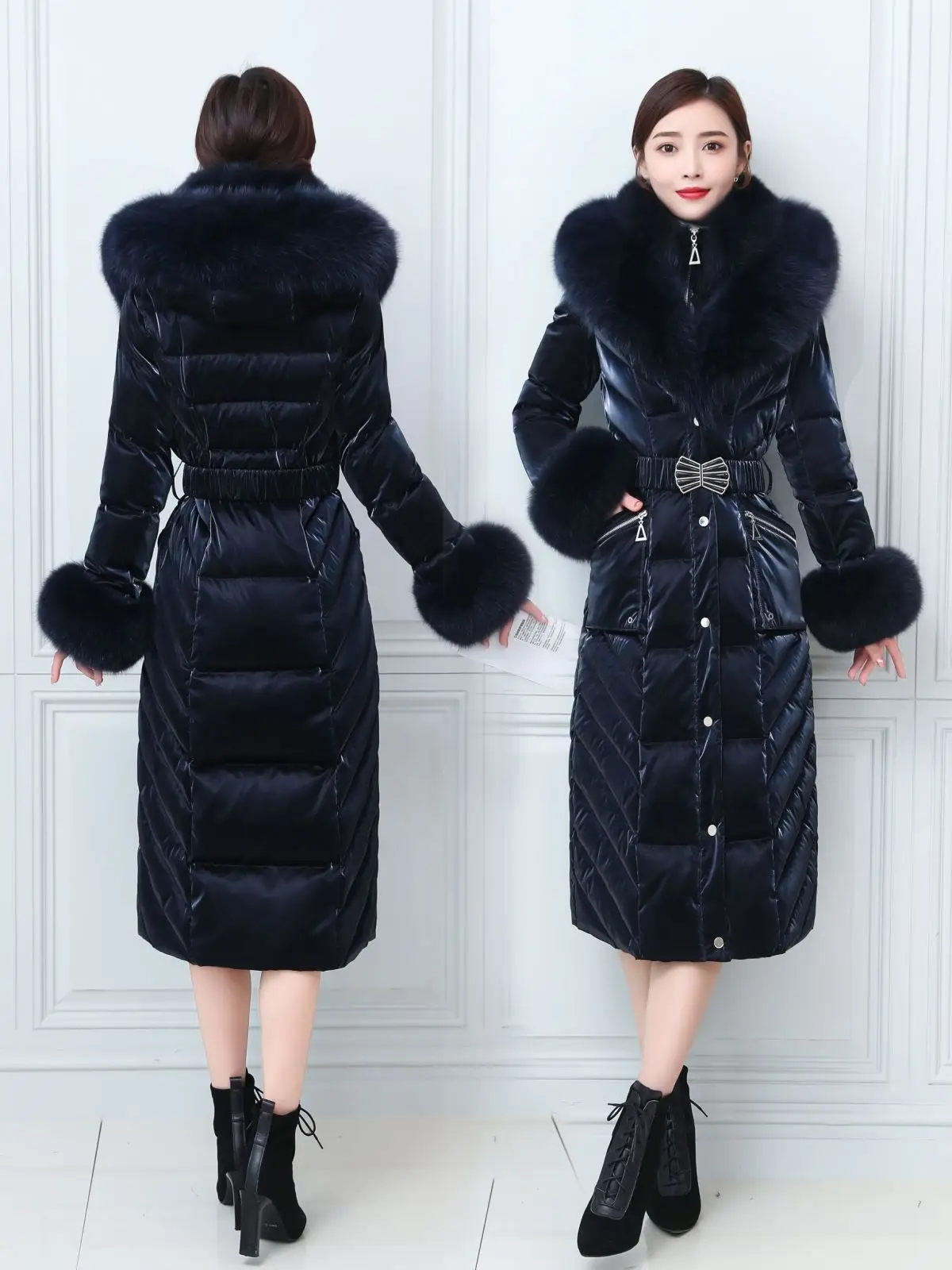 S-4XL-Winter-Fake-Two-Pieces-Long-Shiny-Down-Coat-Female-Thick-Warm ...