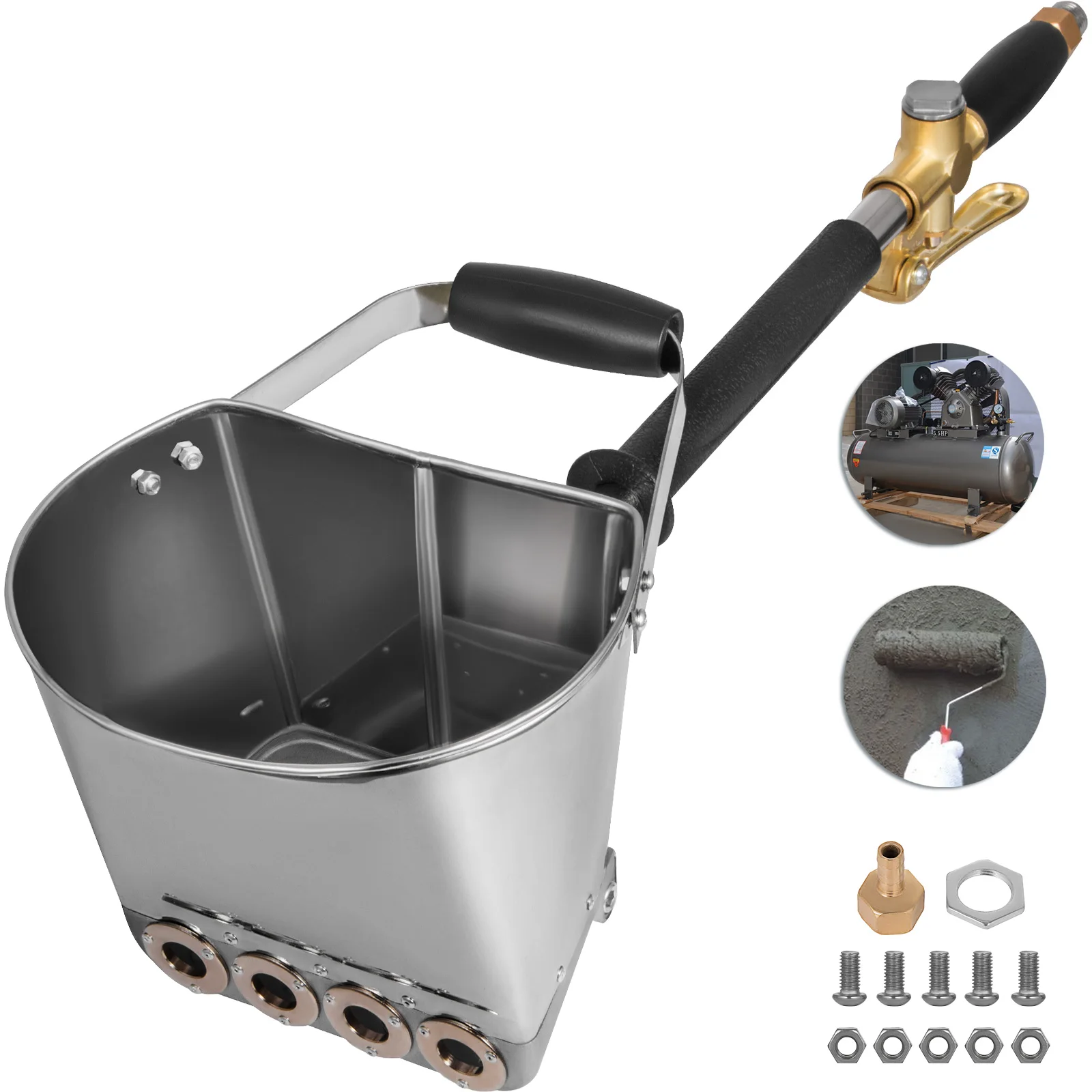 SucceBuy 4 Jet 3 Hp Stucco Sprayer Plaster Hopper Paint Spray Gun Wall ...