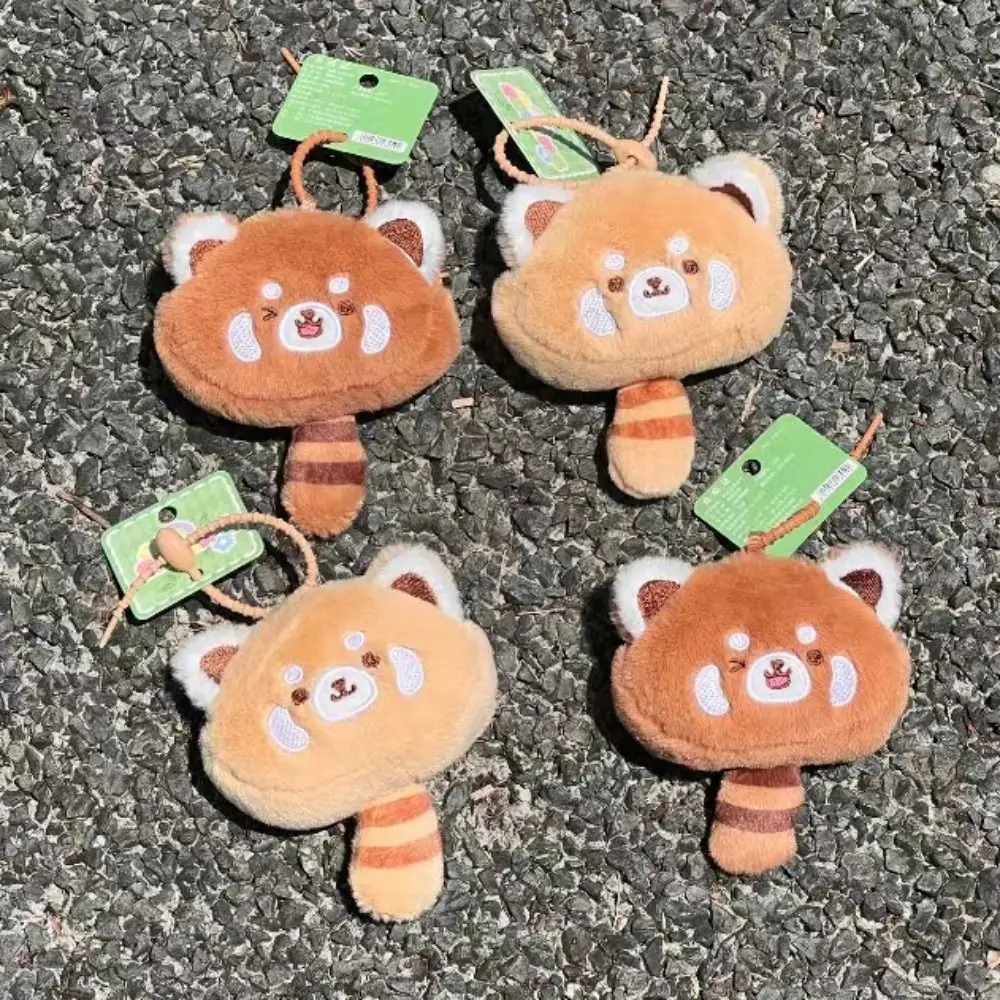 Funny Cartoon Red Panda Plush Keyring with Tail Soft Turn To Costume ...