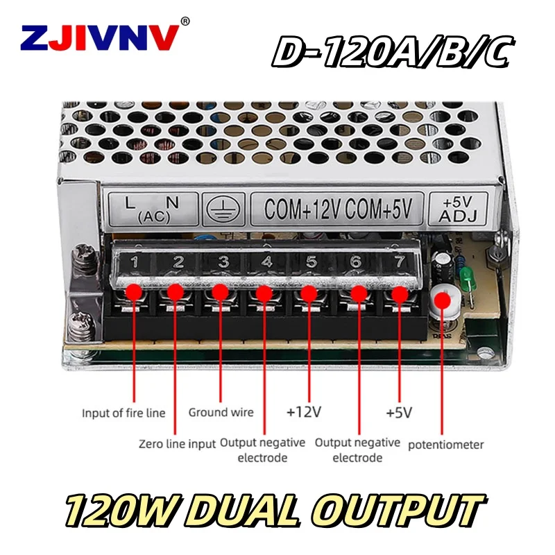 D-120A/B/C 5V 12V 24V Dual Output 120W Switching power supply Output ...