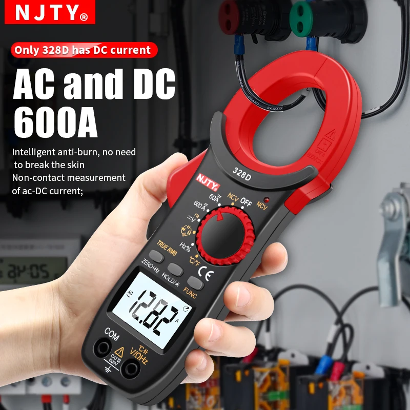 NJTY-Digital-Clamp-Meter-600A-DC-AC-Current-Auto-Range-Multimeter-6000 ...