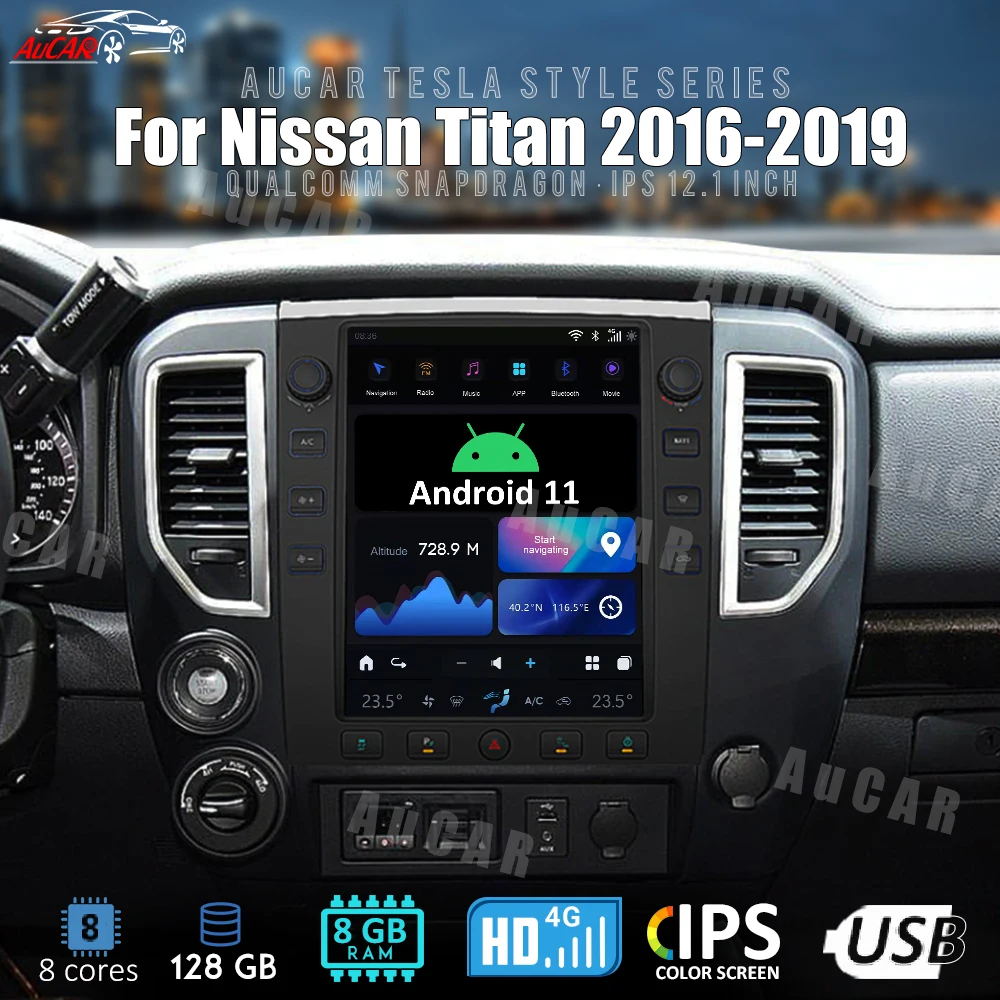 AuCar-Tesla-Style-Android-11-Head-Unit-Car-Radio-For-Nissan-Titan-2016 ...