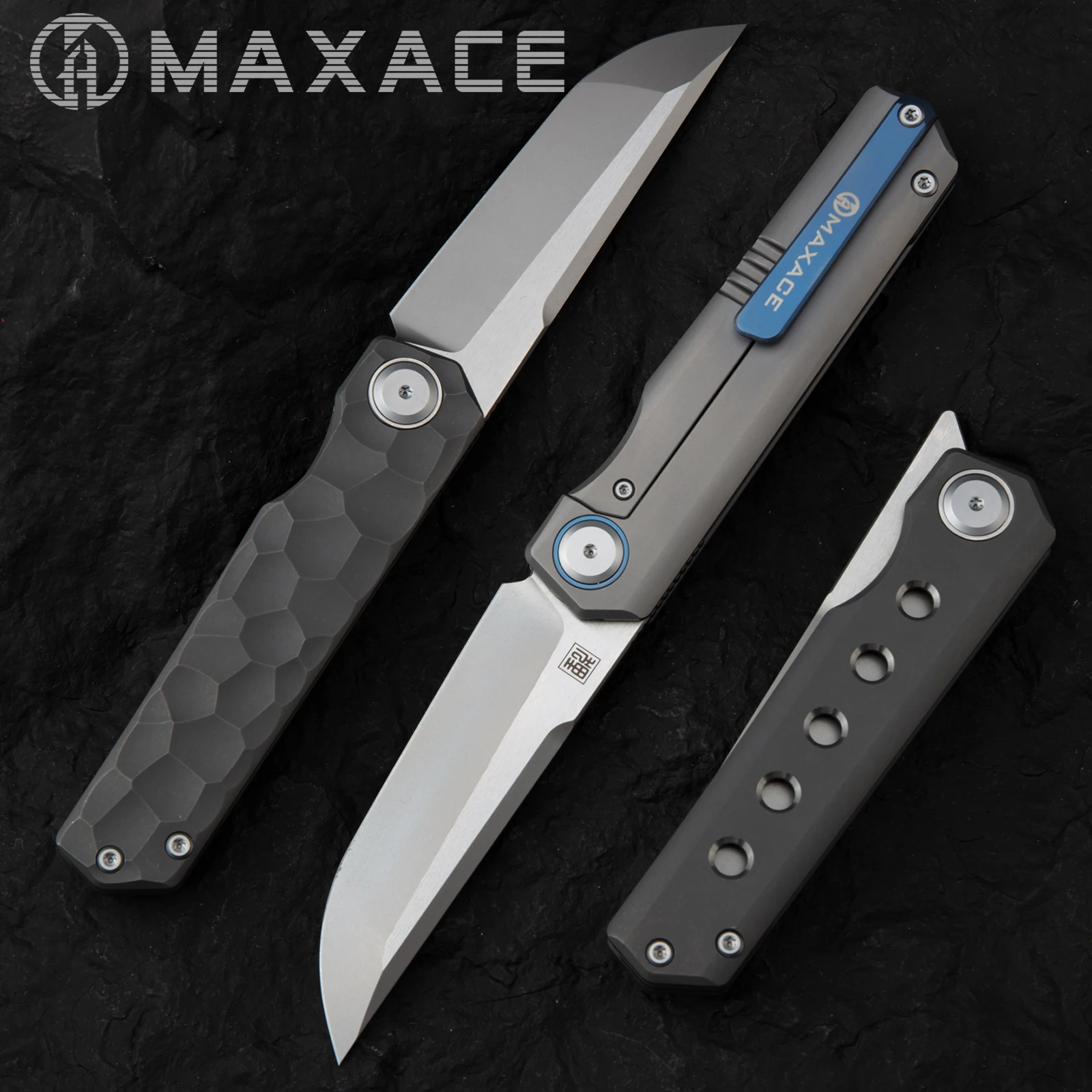 2023-Maxace-Racoon-Dog-Folding-Knife-Titanium-Handle-S90V-Blade-Outdoor ...