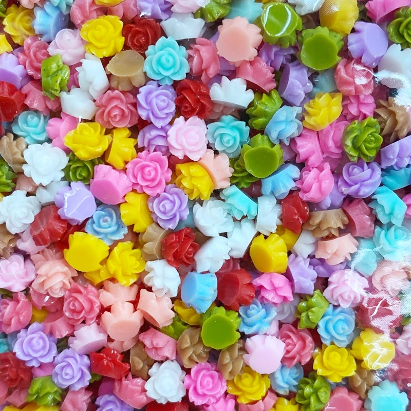 100Pcs-New-Resin-Mini-Colorful-Rose-Flower-Flat-Back-Scrapbook-Kawaii ...