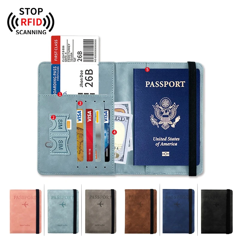 RFID-PU-Leather-Passport-Bag-para-homens-e-mulheres-titular-do-passaporte-carteira ...