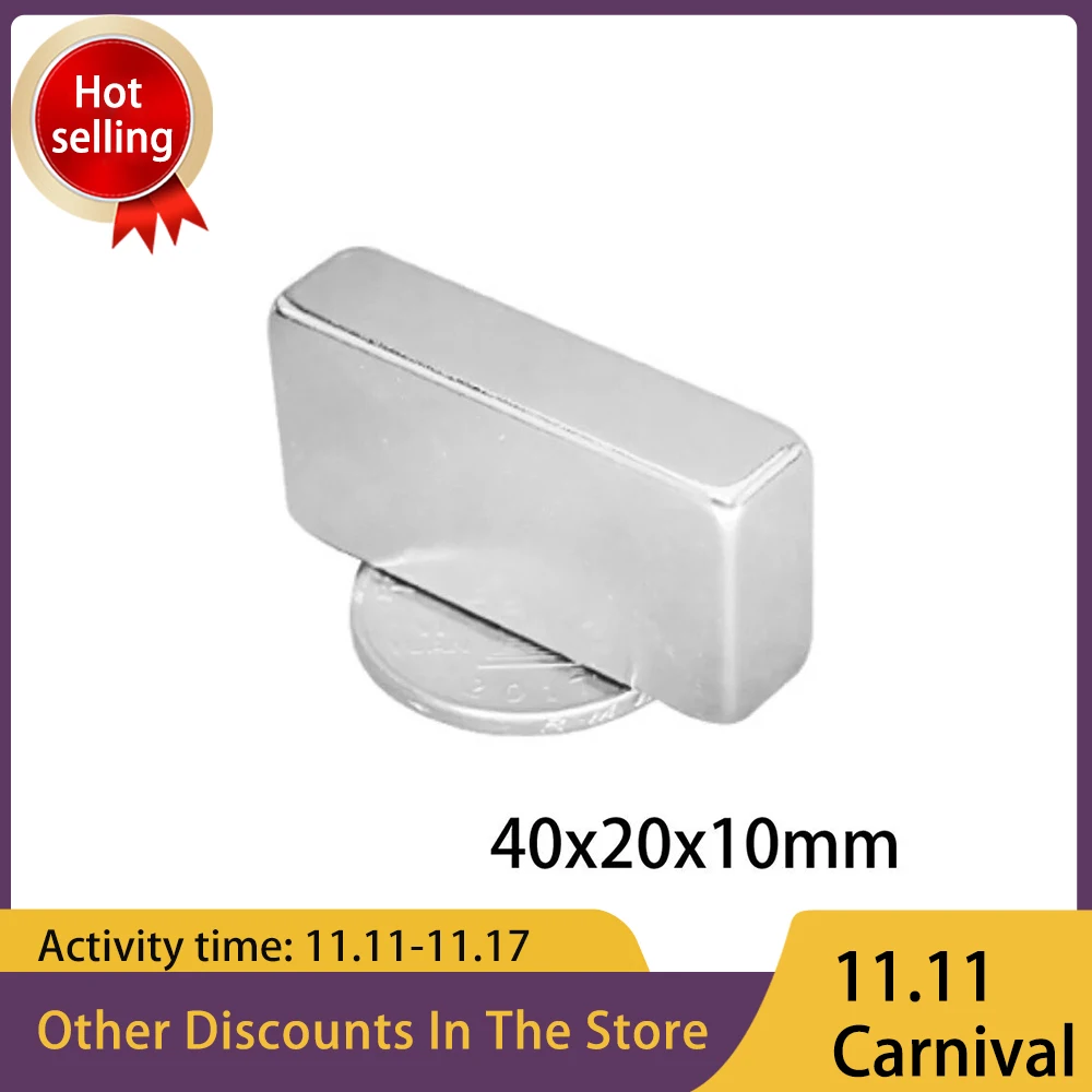 1-10PCS-40x20x10-Quadrate-Powerful-Magnets-Strip-DIY-Permanent-Magnetic ...