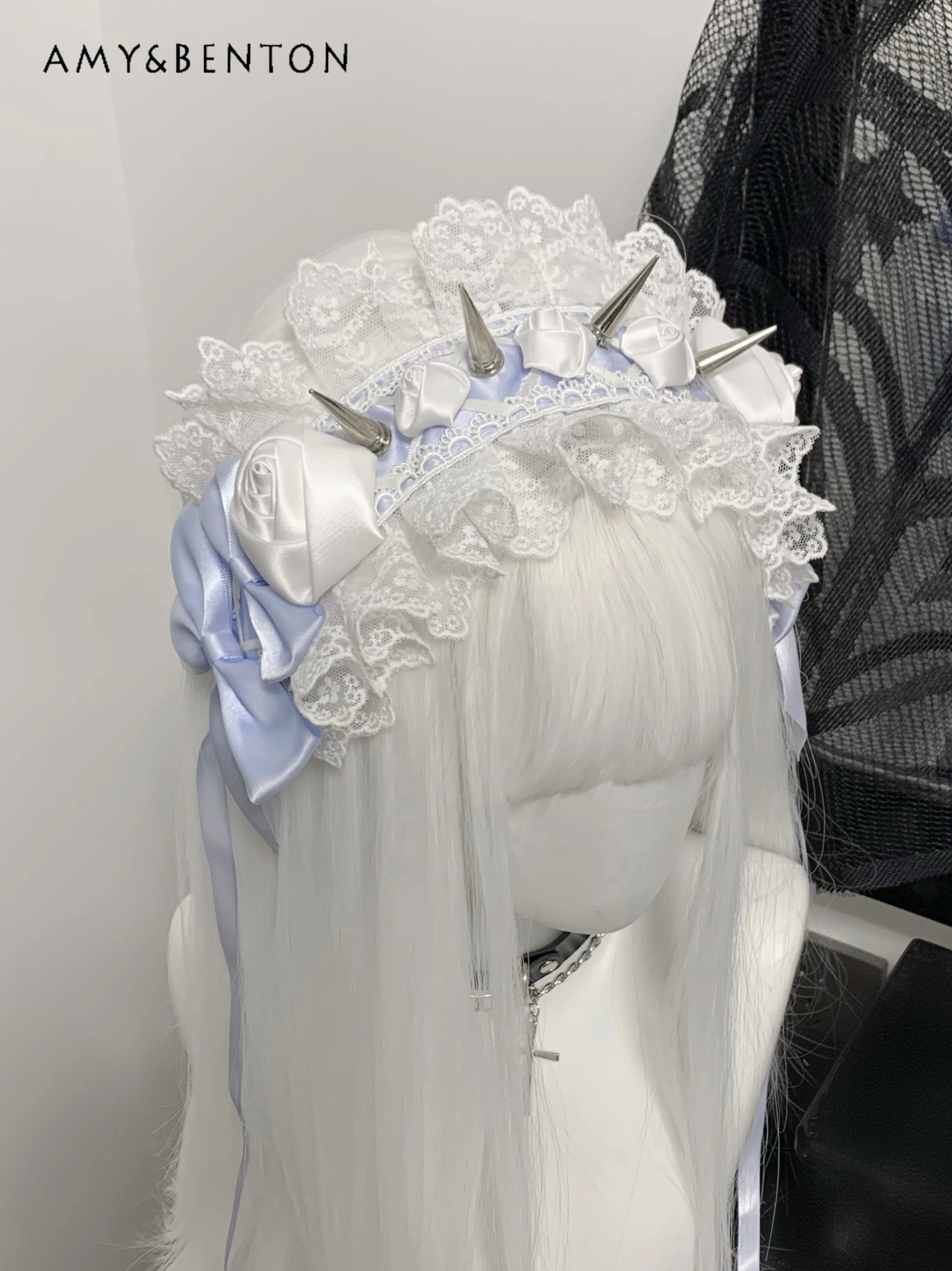 Original-Handmade-Harajuku-Goth-Rivet-Three-Dimensional-Flower-Lace ...