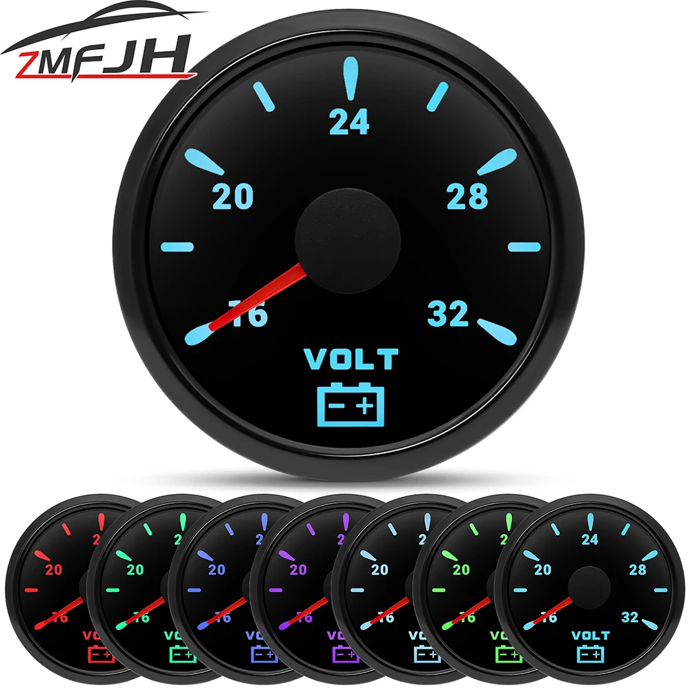Waterproof 7 Colors Backlight Voltage 2" 52mm Universal Marine Boat Car ...