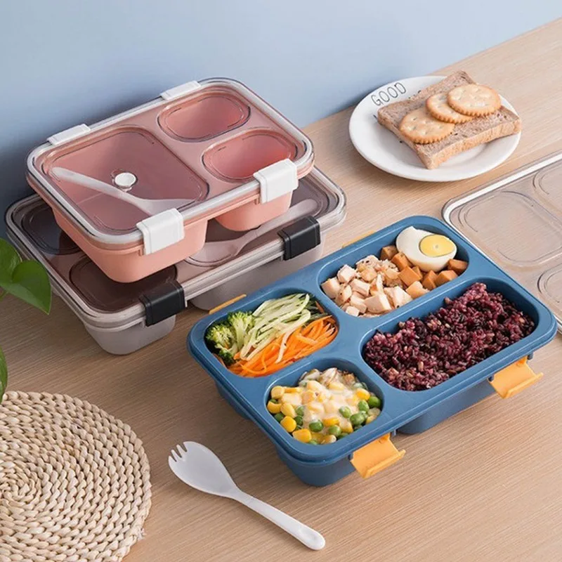 Portable-Lunch-Boxs-Leak-Proof-3-4-Grid-With-Lid-Camping-Picnic ...