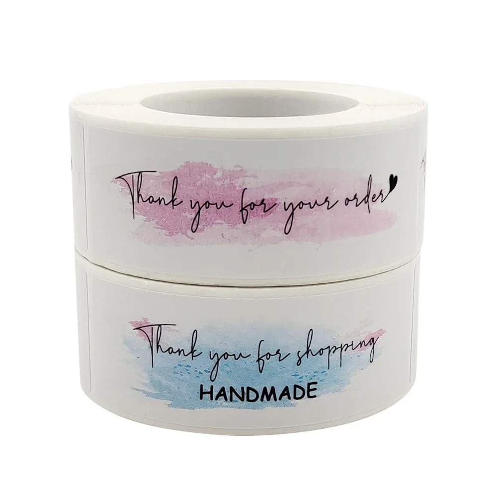 120Pcs-Rectangle-Pink-Business-Label-Stickers-Paper-Cute-Thank-You ...