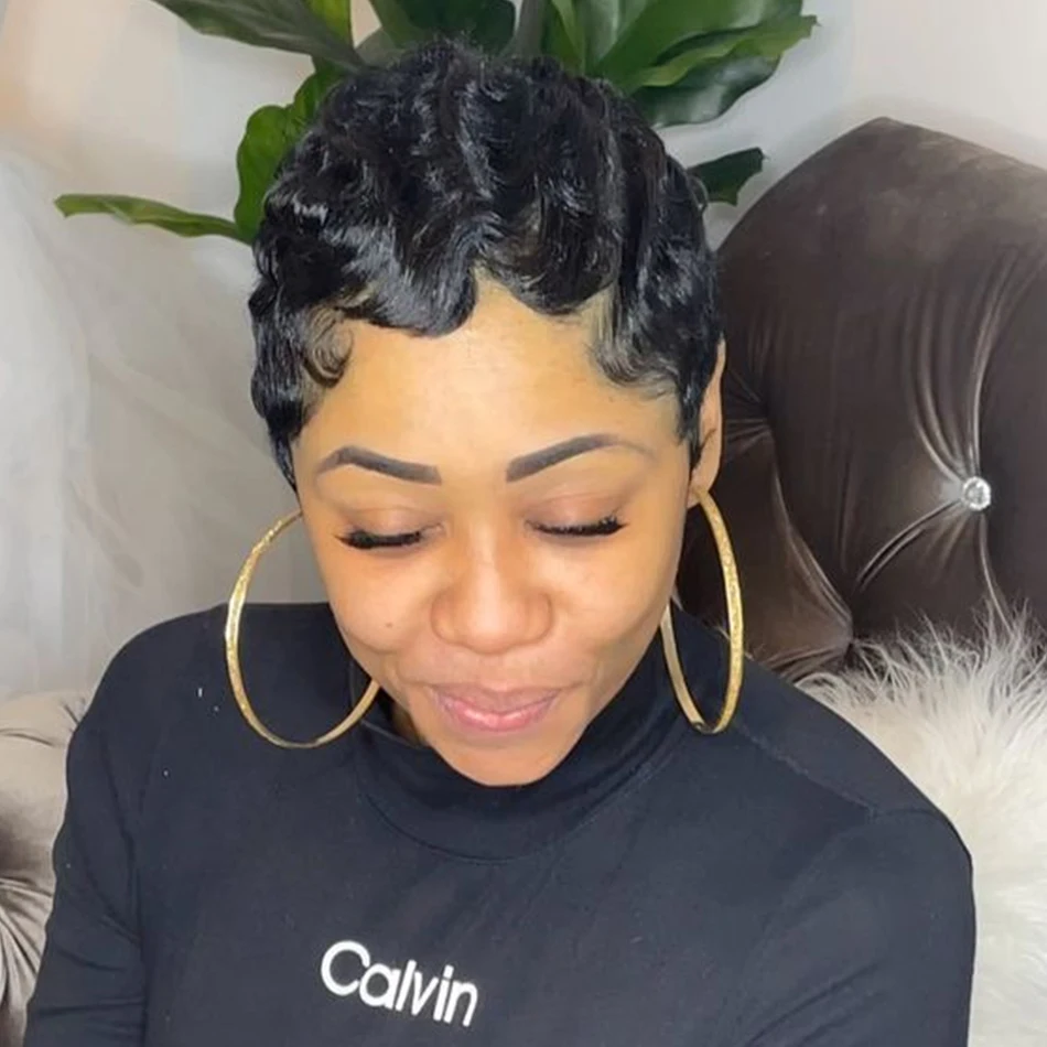 Finger-Wave-Wigs-100-Human-Hair-Pixie-Cut-Wigs-Peruvian-Remy-Short-Bob ...