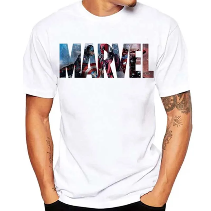 Cartoon-Marvel-Letters-Graphic-Printed-T-shirts-Summer-Women-Short ...