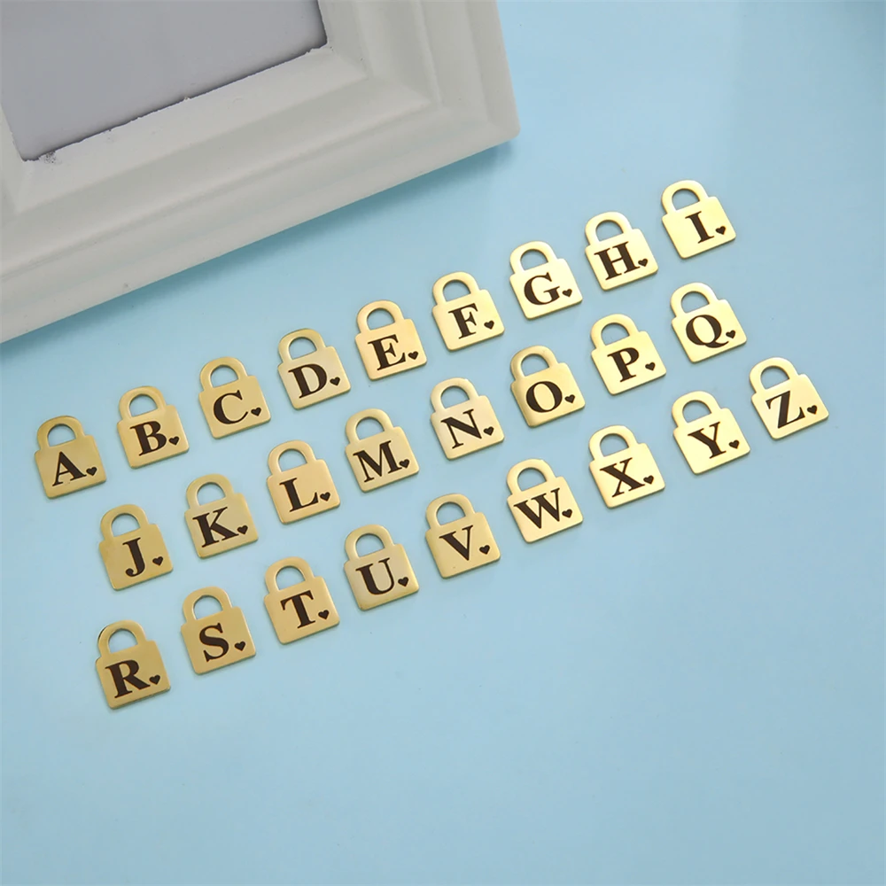 5pcs-Lot-Wholesale-Letters-Lock-Pendants-For-Jewelry-Making-Stainless ...