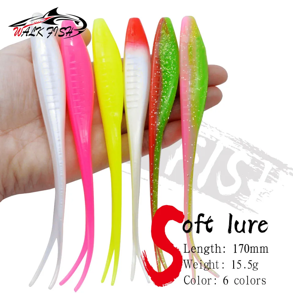 WALK-FISH-3pcs-Drop-Shotting-Soft-Bait-Fishing-Lure-170mm-15-5g-V-shape ...
