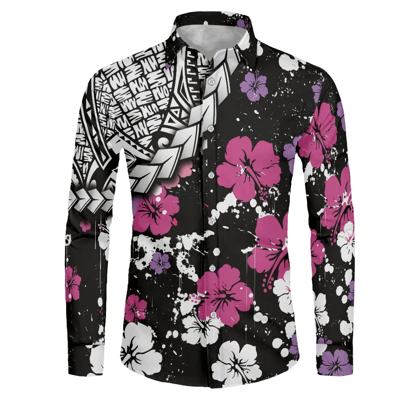 Polynesian Tribal Tongan Totem Tattoo Tonga Prints Men's Long Sleeve ...