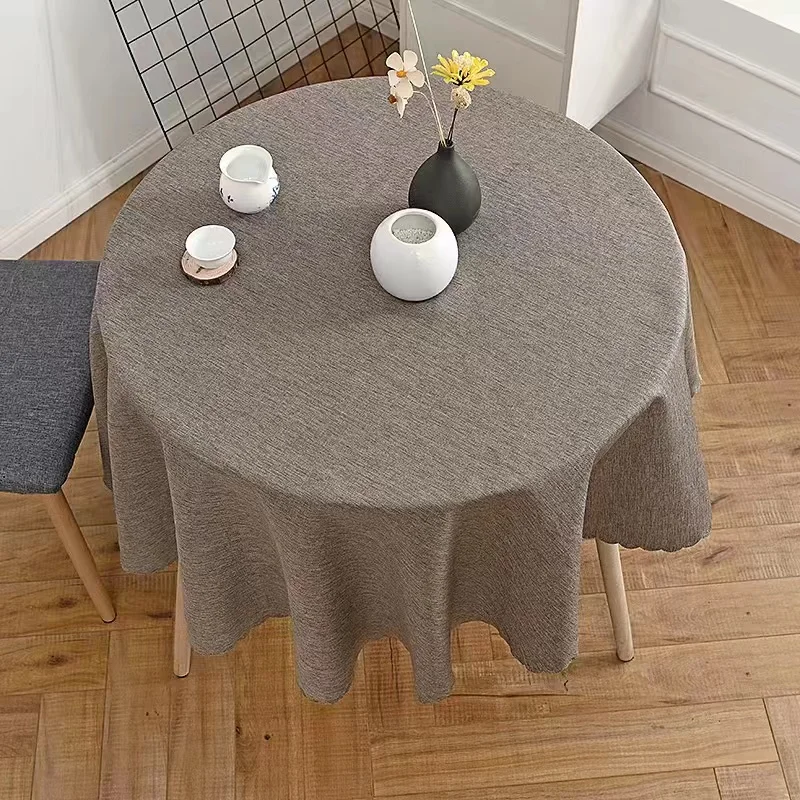 Round Tablecloth Cotton Linen Plain Table Cloth Cover Diameter 90-180 ...