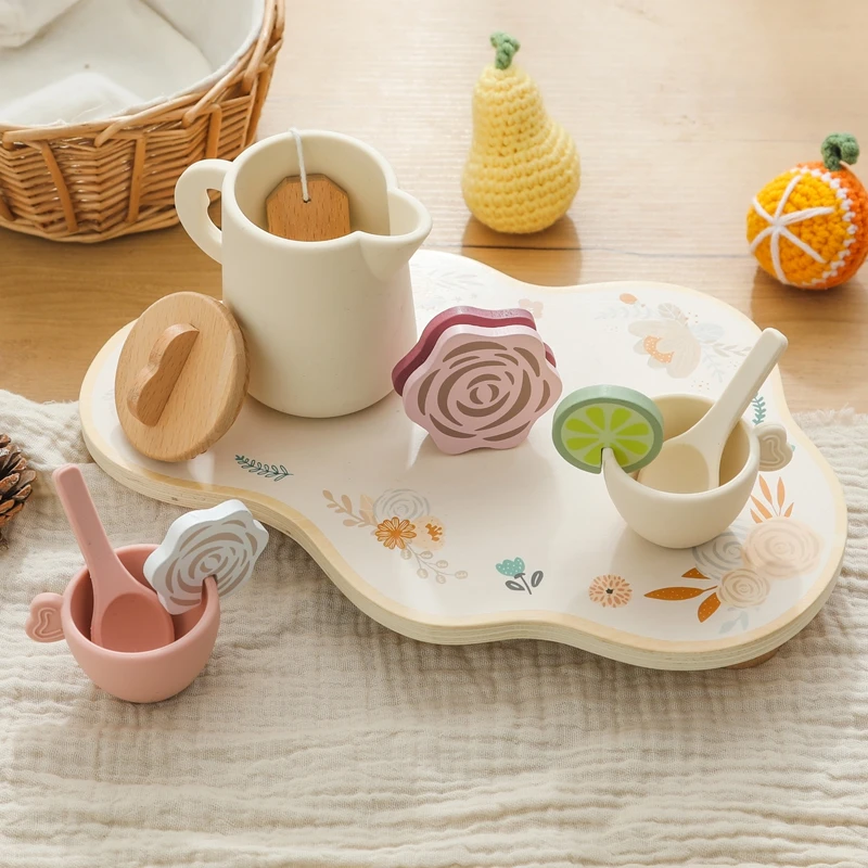 Wooden-Kid-Montessori-Toy-Afternoon-Tea-Set-Teapot-Teacup-Simulation ...