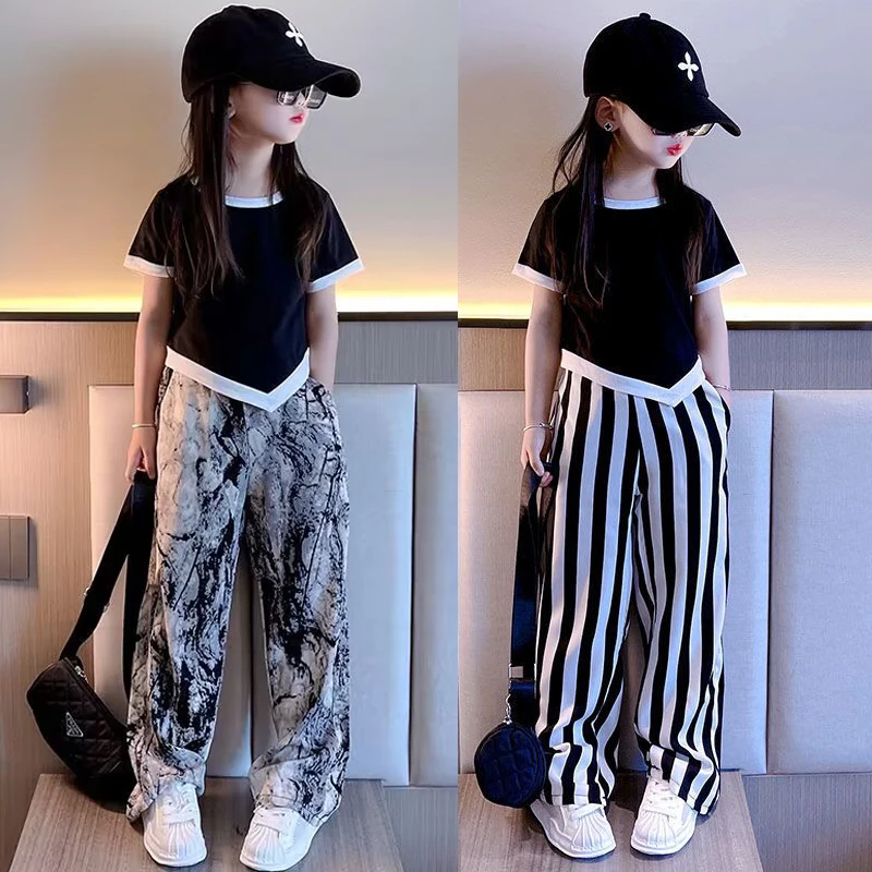 Summer Teen Girls Clothing Sets Children New Fashion Lrregular Tops ...