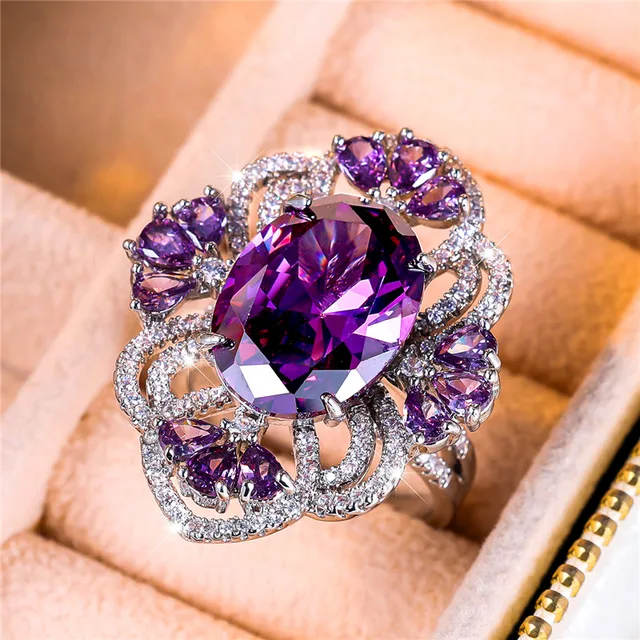 Big Purple Rings XIMILU ♥Original Thai Silver Black Vintage Amethyst