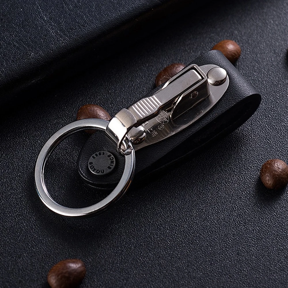 Quick-Release-Hanging-Keychain-Key-Ring-Clip-on-Belt-Genuine-Leather ...