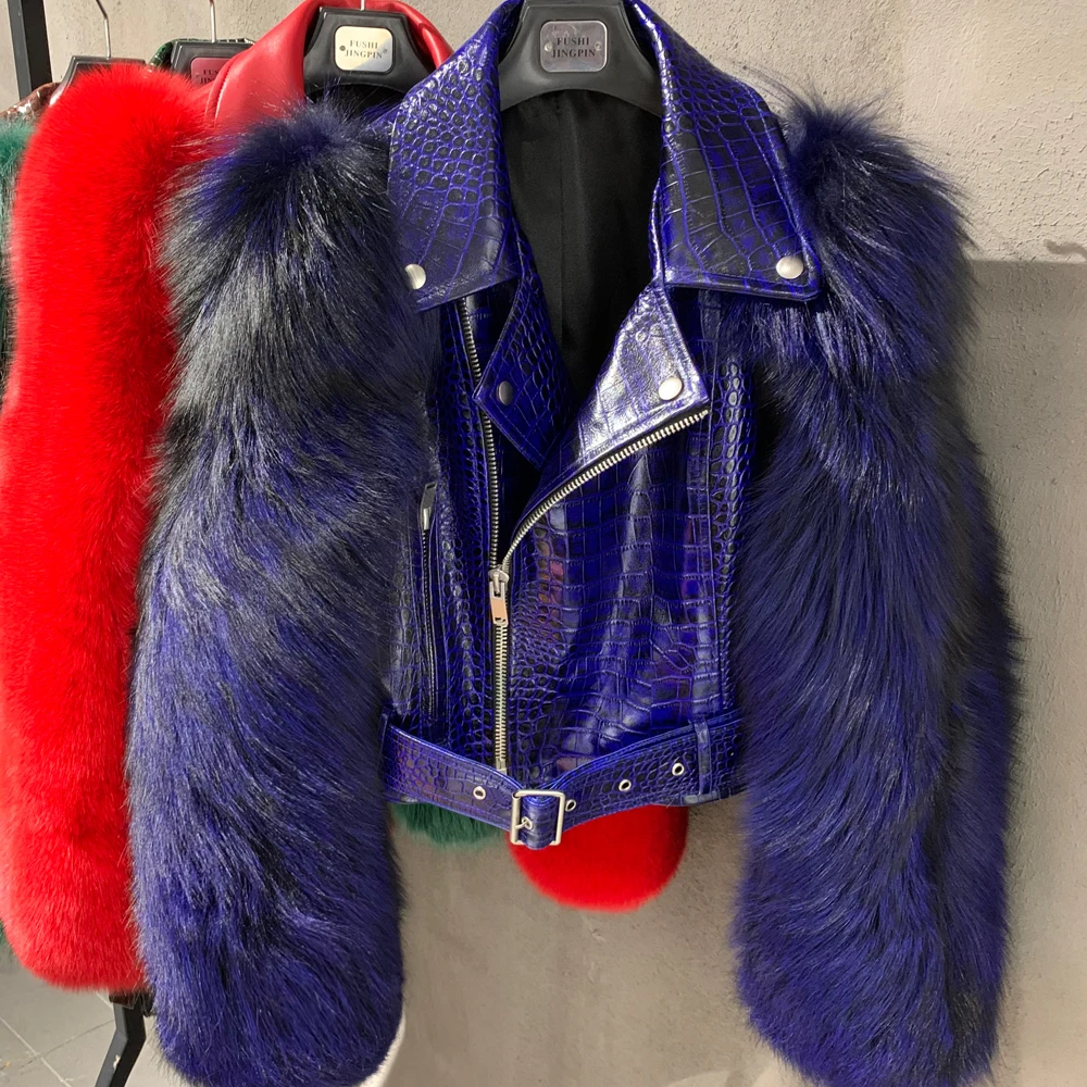 Fur-Leather-Jacket-Fox-Sleeve-Ladies-Biker-Jacket-Leather-with-Real-Fur ...