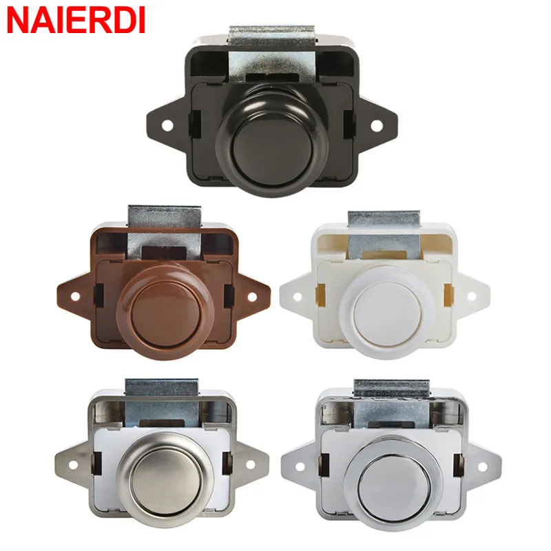 NAIERDI 10PCS Black Camper Car Push Lock 26mm Chrome RV Caravan Drawer ...