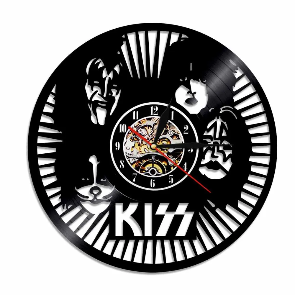 KISS-Vinyl-Record-Wall-Clock-Modern-Design-Music-Rock-Band-Vintage ...
