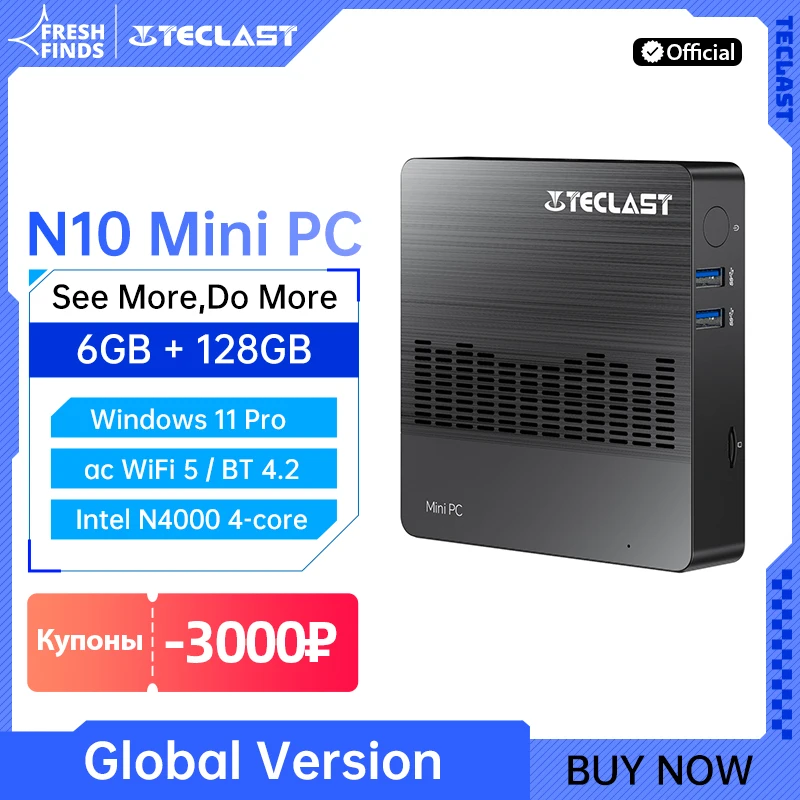 Teclast-N10-Mini-PC-Intel-N4000-Windows-11-Pro-DDR4-6GB-128GB-Dual ...