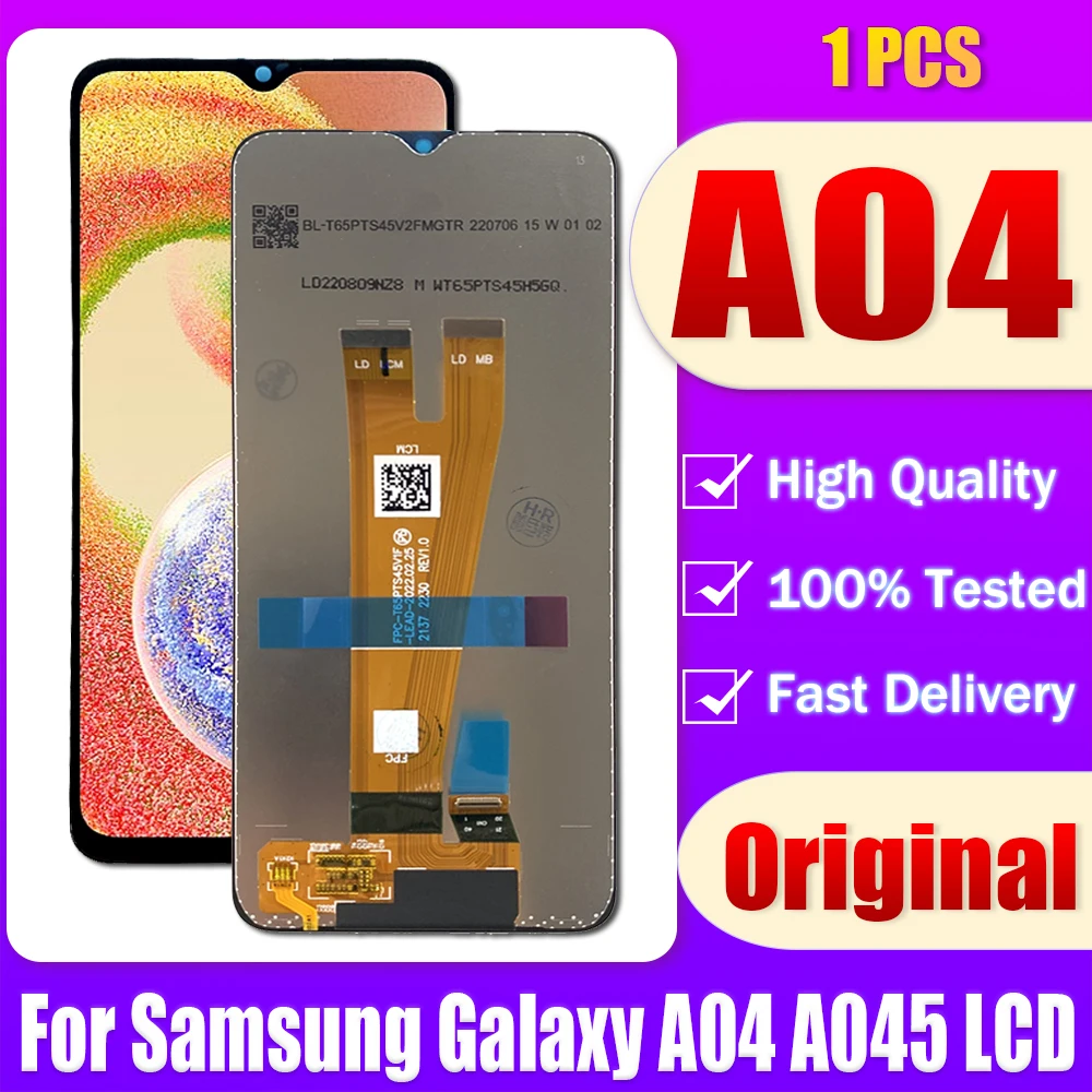 Original For Samsung Galaxy A04 LCD Display Touch Screen Digitizer Assembly For Samsung A04 A045 ...