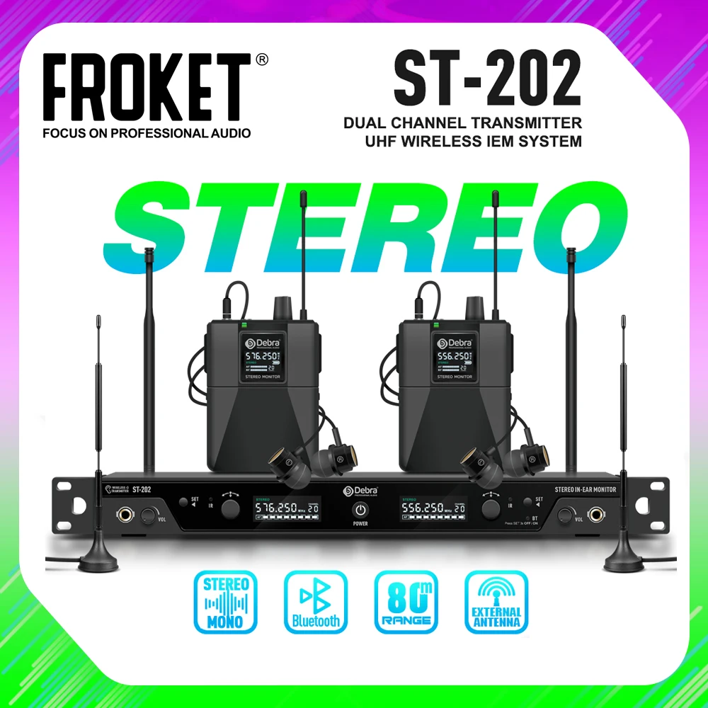 Debra ST-202 UHF Wireless In-ear Monitor System Dual Frequency with ...