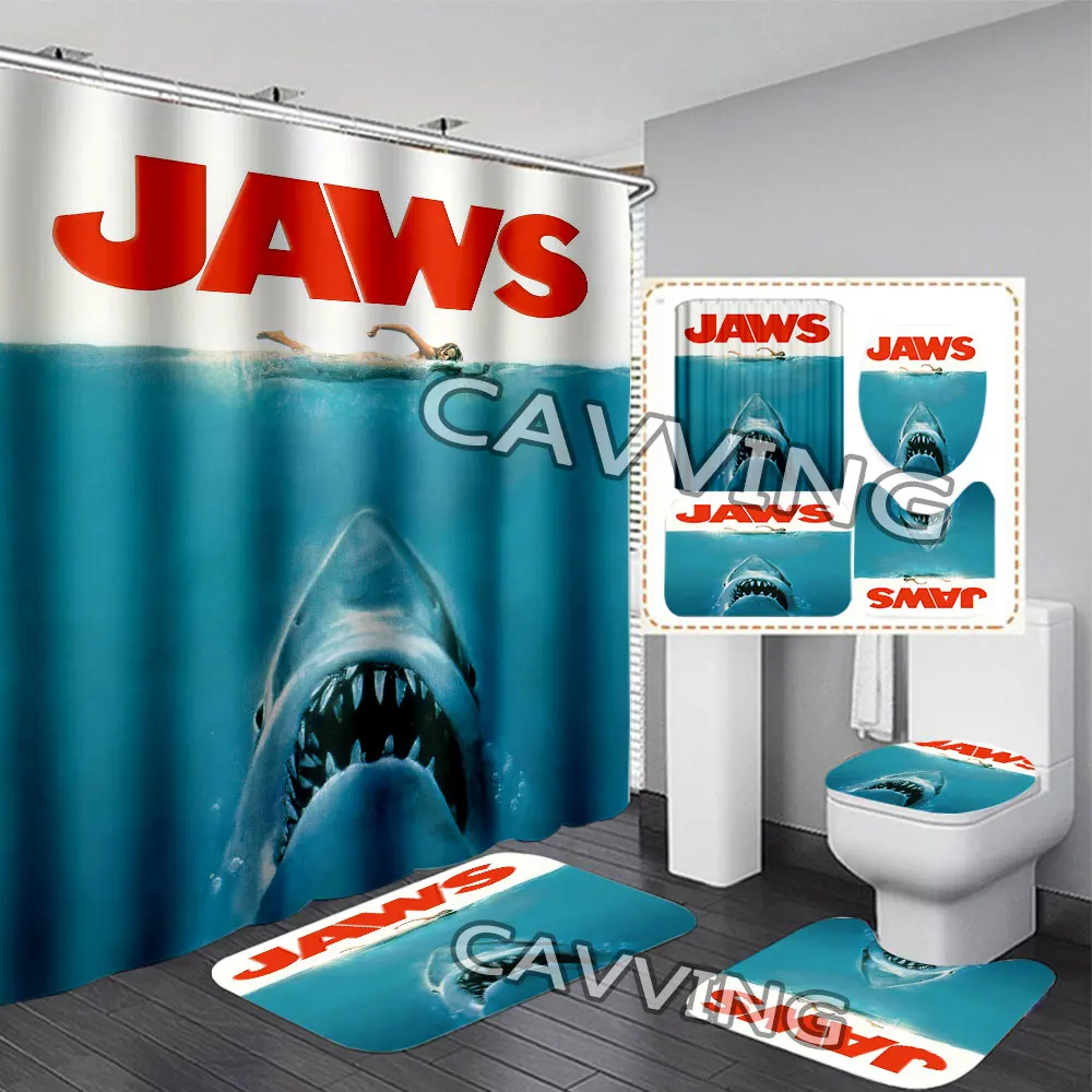 Movie-Jaws-3D-Shower-Curtains-Waterproof-Bathroom-Curtain-Anti-slip ...