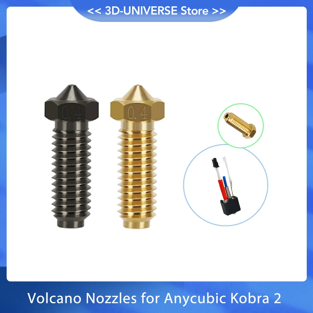 2pcs-3D-Printer-Parts-Brass-Hardened-Steel-Volcano-Nozzles-for-Anycubic ...